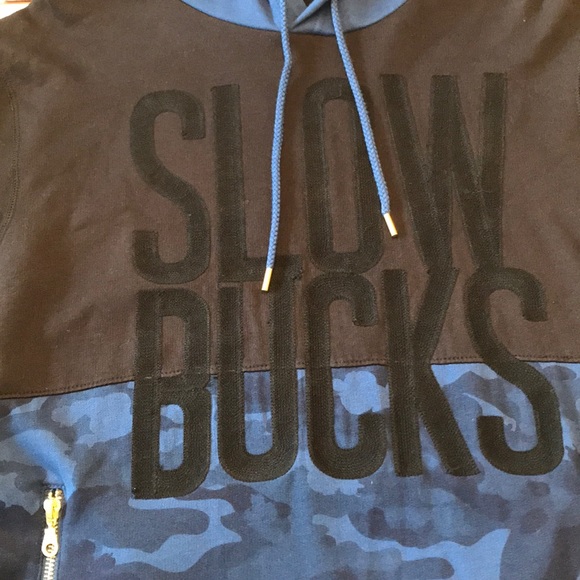 Slow Bucks | Shirts | Slowbucks Black And Blue Hoodie | Poshmark